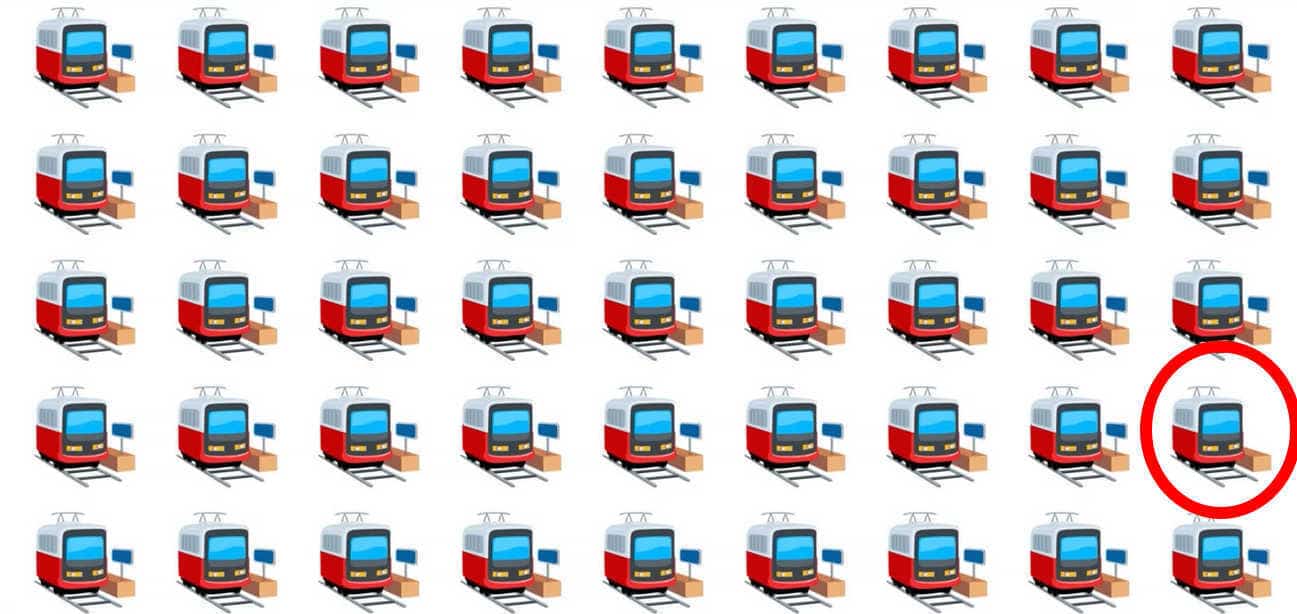 You have hawk like eyes if you can find the odd train in 3 seconds!