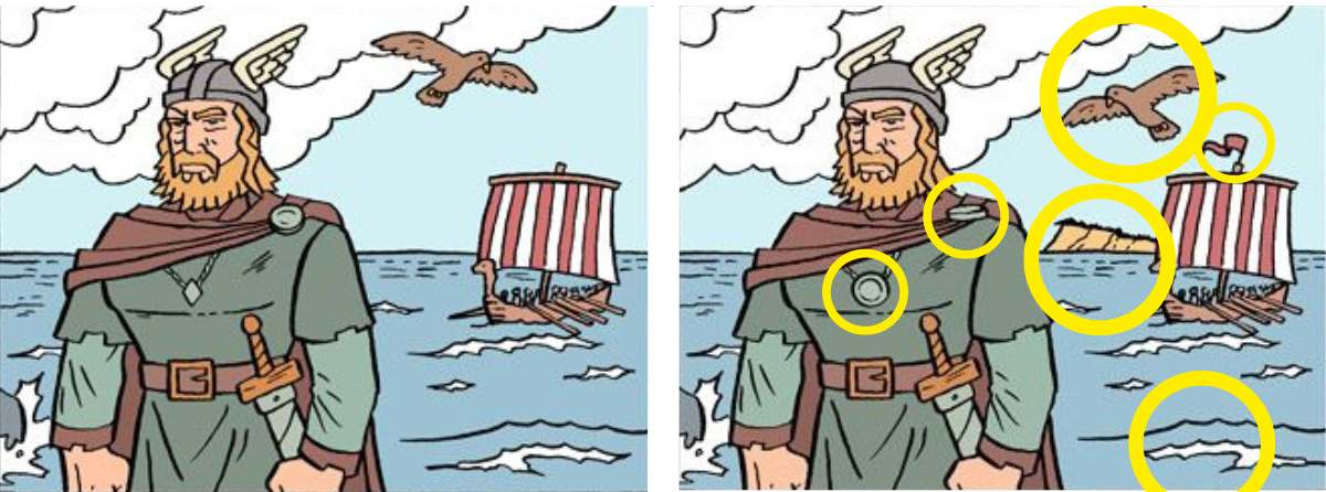 Only 1% geniuses can spot 6 differences in the Viking picture within 18 ...