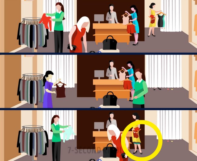 You have a sharp mind if you can find the thief at the mall in 8 seconds!