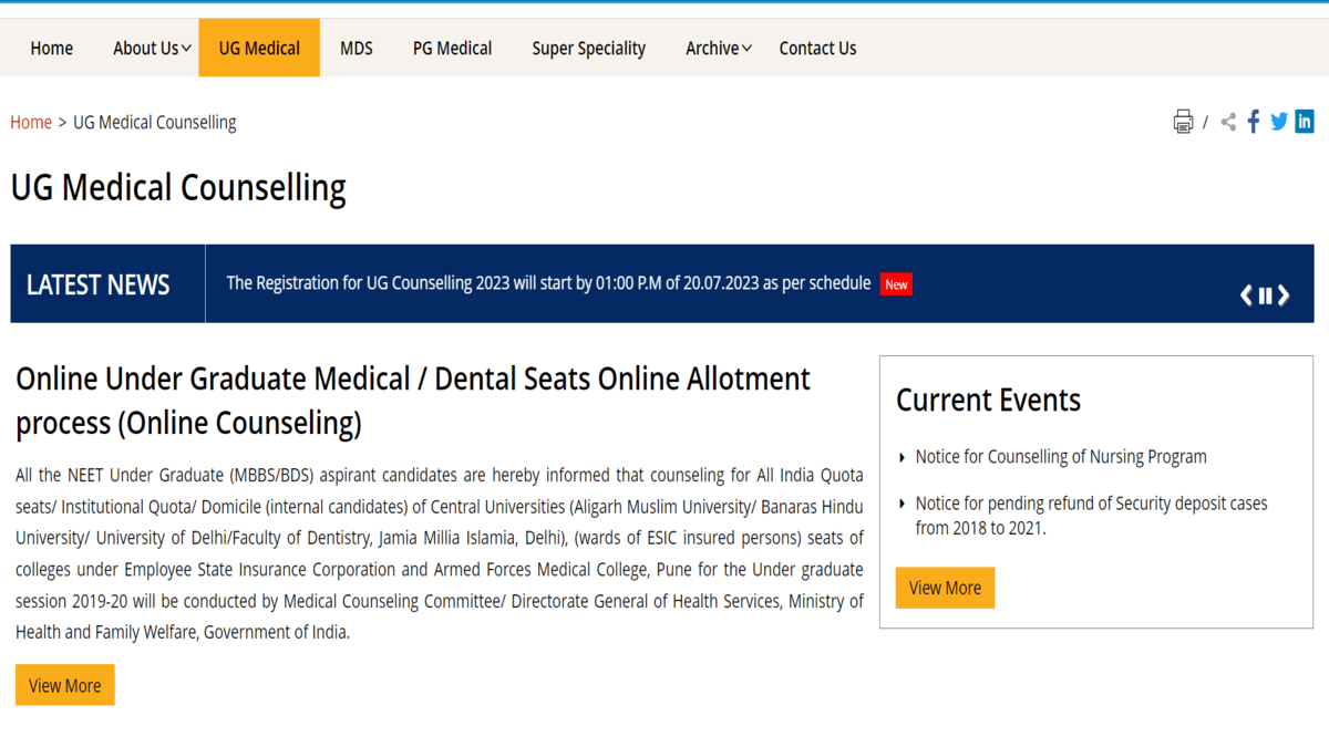 Neet Ug Counselling 2023 Choice Filling And Locking Begins At Mcc Nic