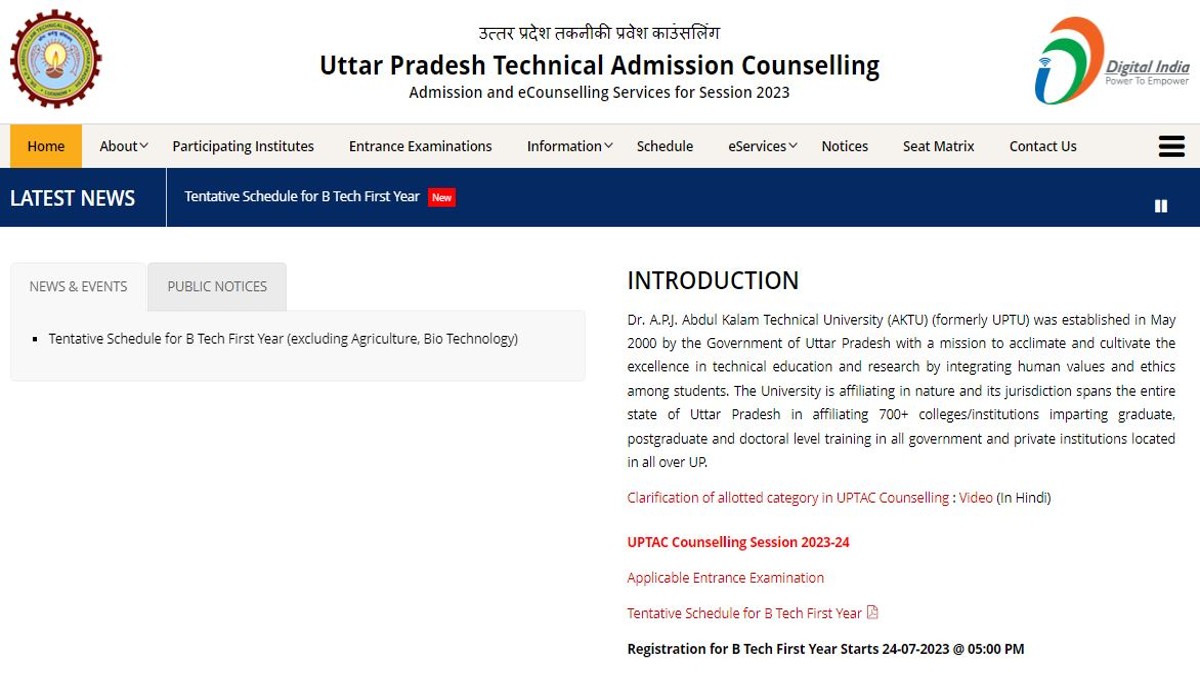 UP BTech Counselling 2023 Registration To Start At 5pm Today, Know How ...