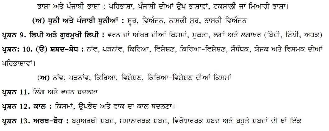 PSEB Class 10 Punjabi A and B Syllabus 2023-24: Download Punjab Board ...