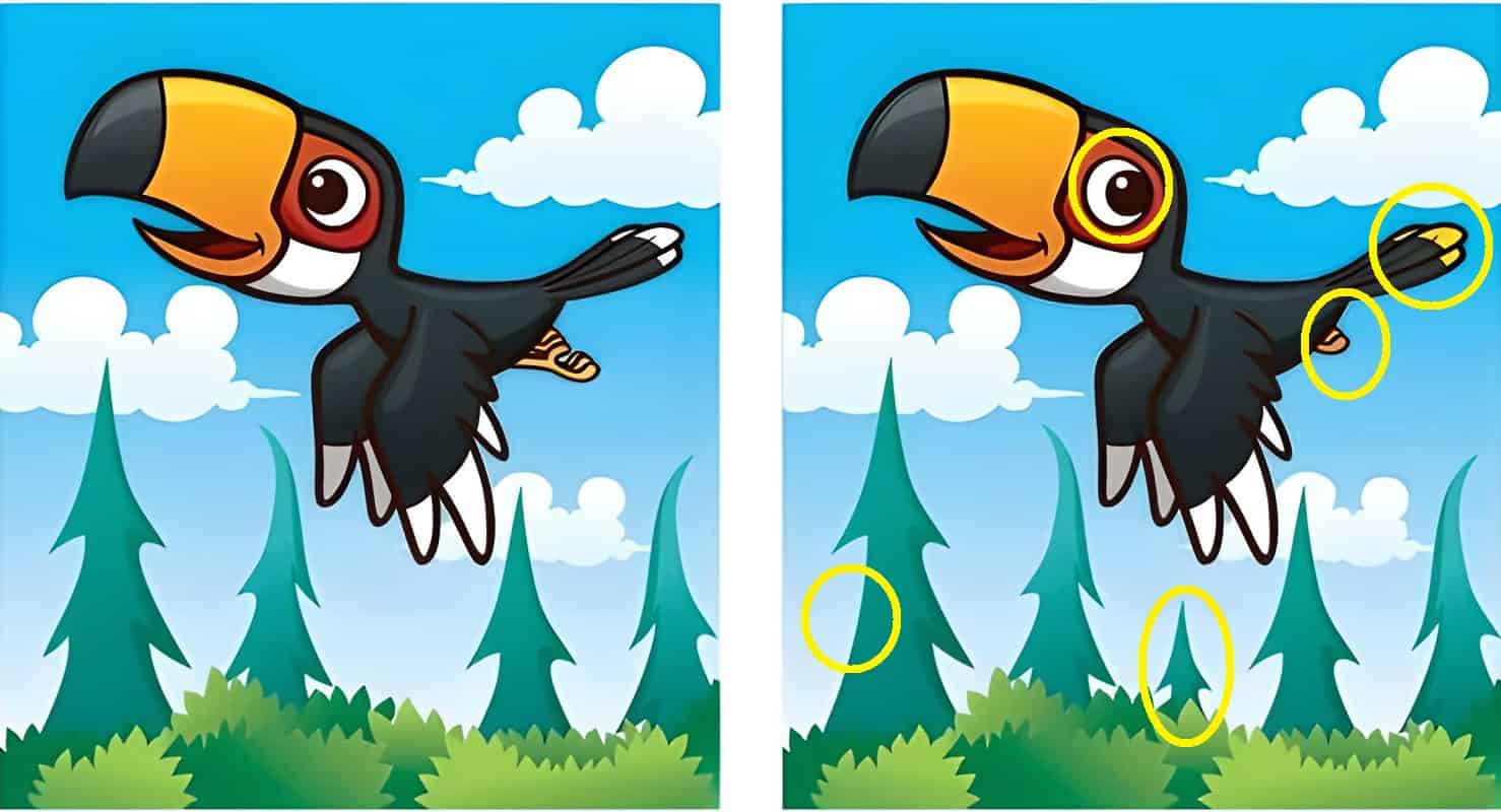 Are you a puzzle expert? Spot 5 differences in 9 seconds! Try now!