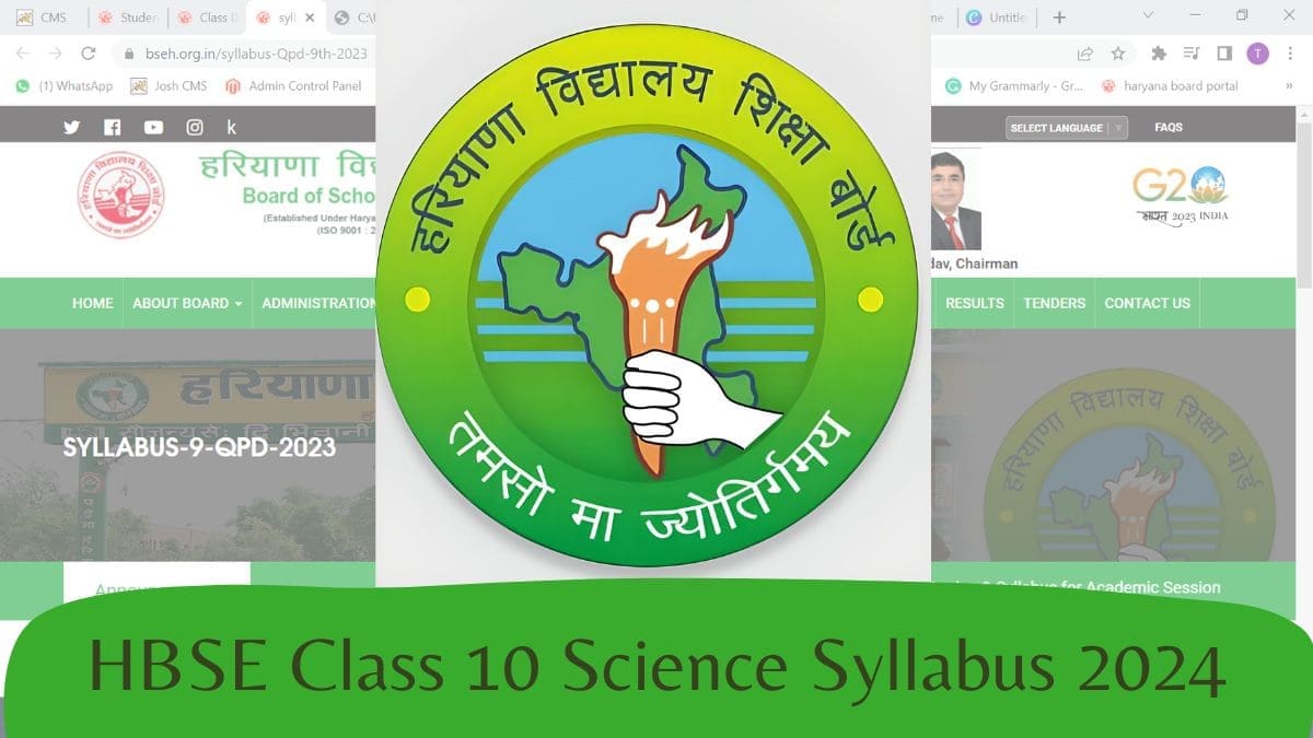 HBSE Class 10 Science Syllabus 2023 24 Available For Download