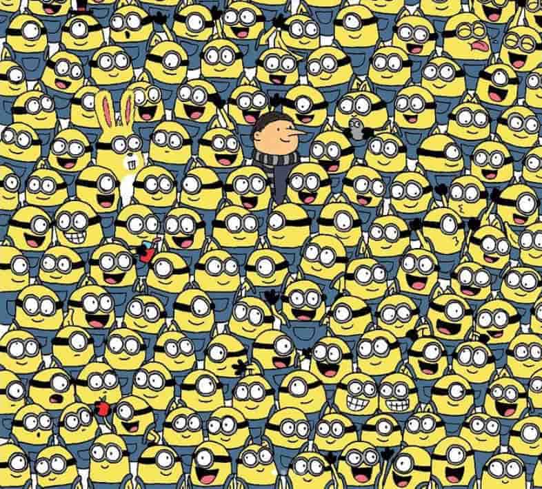 Mind-Bending Optical Illusion: Find 3 bananas among minions in 7 seconds!