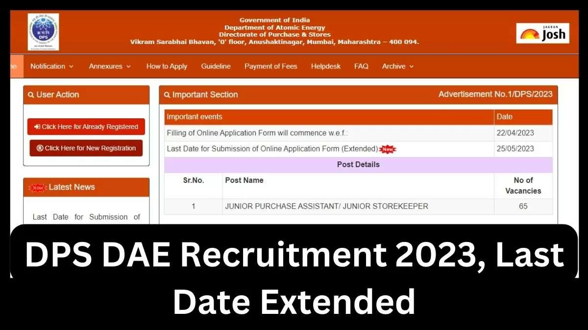 DPS DAE Recruitment 2023 Registration: 65 जूनियर परचेज असिस्टेंट और ...