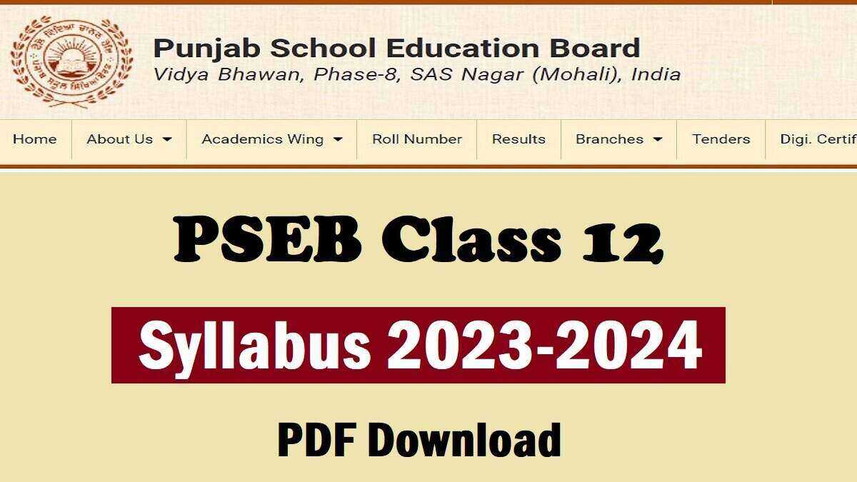 PSEB Class 12 Syllabus 2023 24 PDF Science Commerce And Arts 