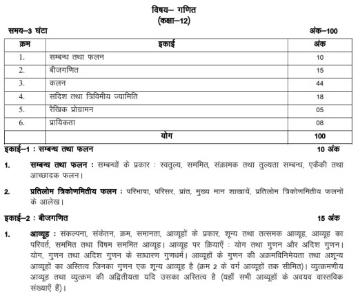 UP Board Class 12 Maths Syllabus 2023 24 Download UP Board Class 12 UP Board Class 12 Maths Syllabus 2023 24 Download UP Board Class 12