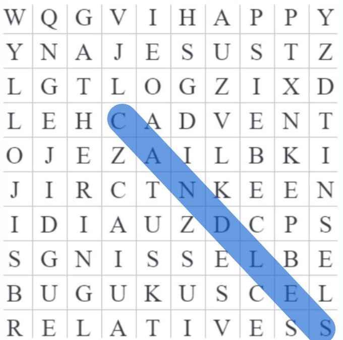 Word Puzzle: Can you find the word 'CANDLES' in 8 seconds?