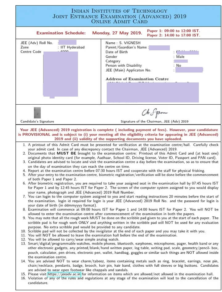 JEE Advanced Admit Card 2024 Out at jeeadv.ac.in: Download Link Active ...