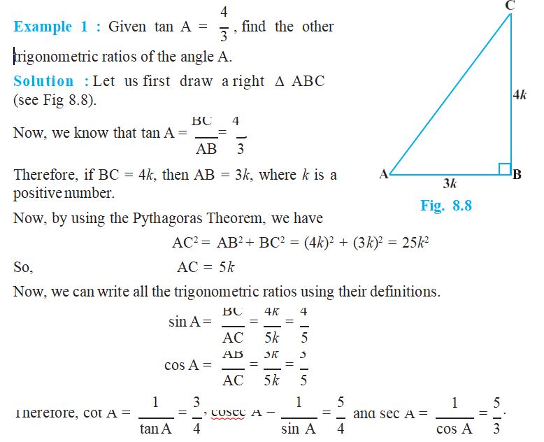 CBSE Class 10 Mathematics Chapter 8 Introduction to Trigonometry Notes ...