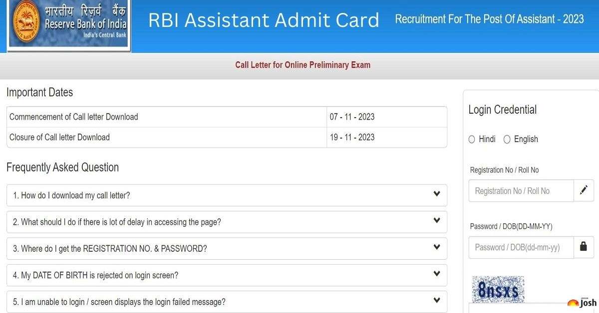 RBI Assistant Prelims Admit Card 2023 Out on rbi.org.in; Direct Link to Download Hall Ticket