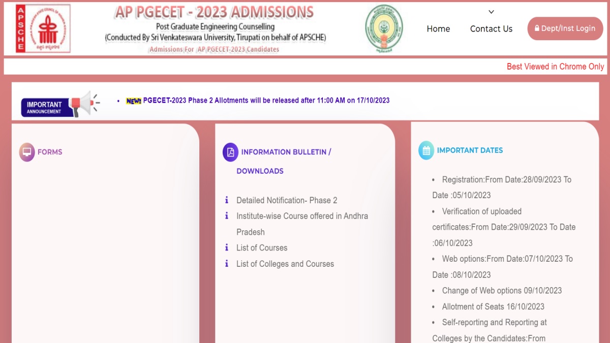 AP PGECET 2023 Phase 2 Allotment Results Today, Link To Be Available ...