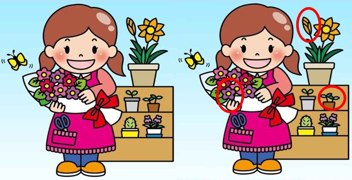 Only razor sharp eyes can spot 3 differences between the girl with ...