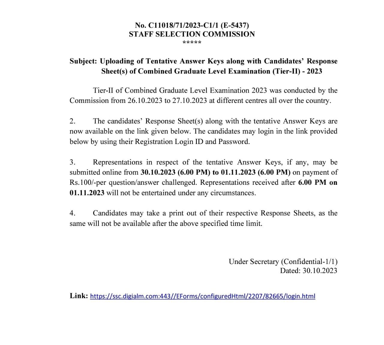 SSC CGL Answer Key 2023 Out: CGL Tier 2 Answer Key Link, Response Sheet Here