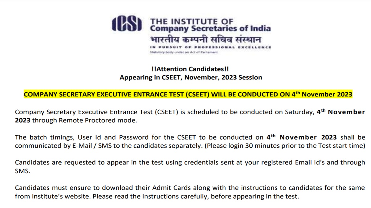 CSEET 2023 Exam Day Guidelines Issued, Check Details Here | Education ...