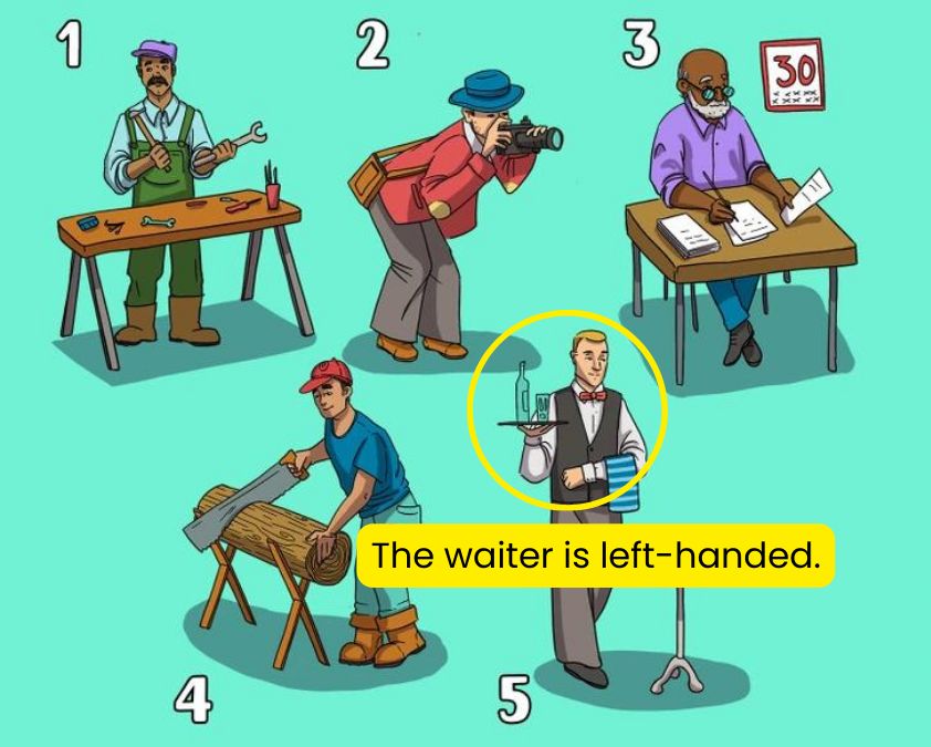 Only true detective brains can spot the left-handed person in 7 seconds.
