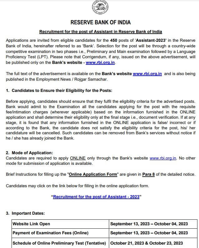 RBI Assistant 2023: Notification Out, Apply Online, Exam Date | Jagran Josh