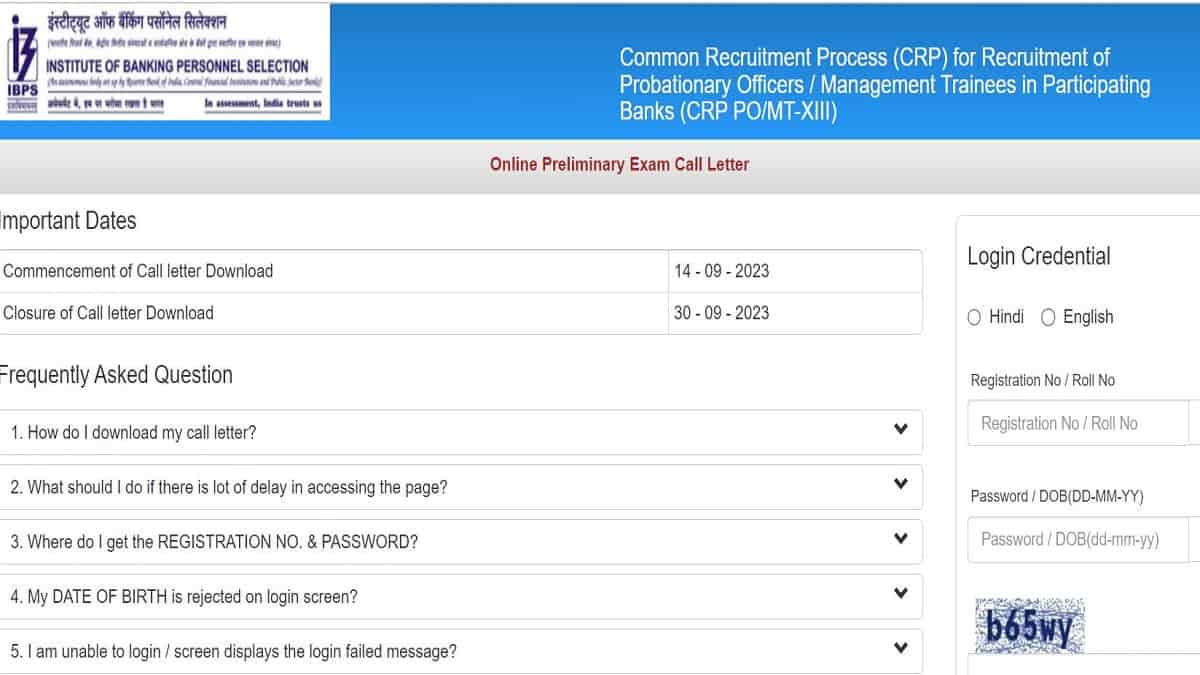 IBPS PO Admit Card 2023 OUT on ibps.in: Download Prelims Call Letter Here