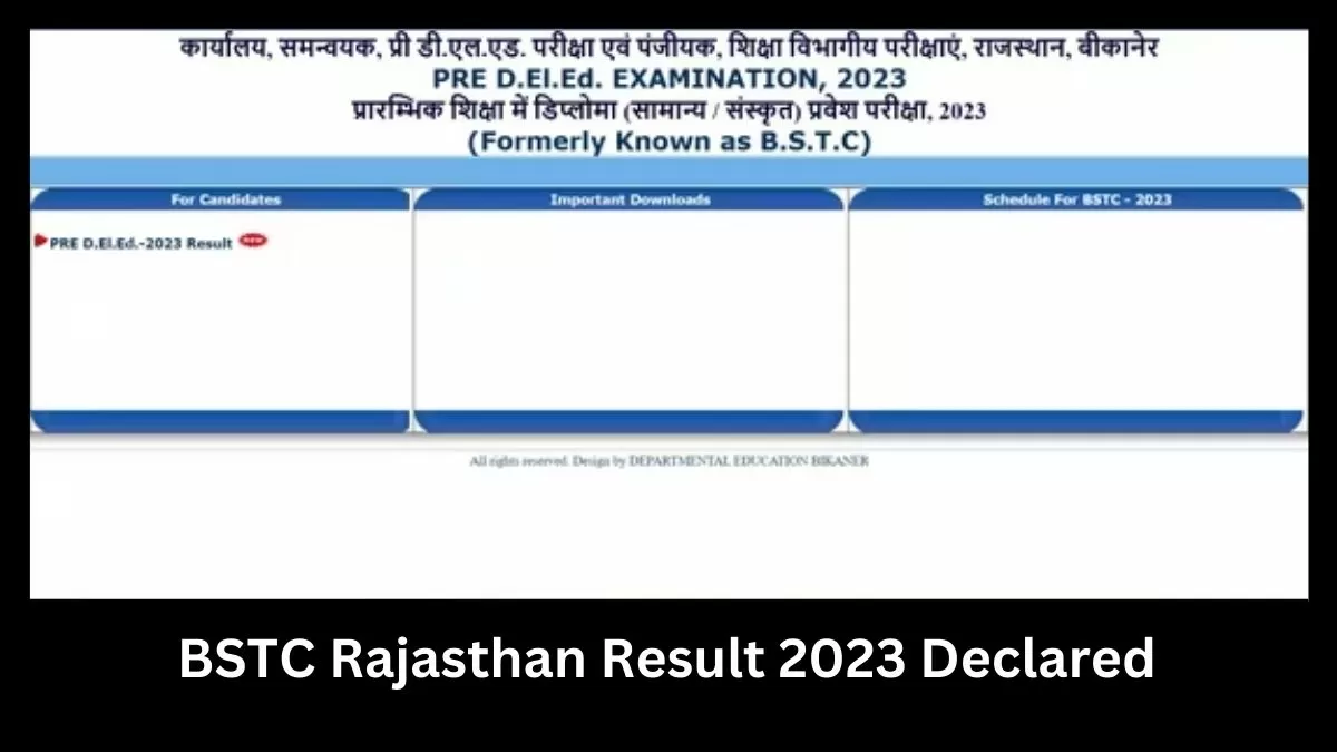 BSTC Rajasthan Result 2023: राजस्थान प्री डीएलएड रिजल्ट panjiakpredeled ...
