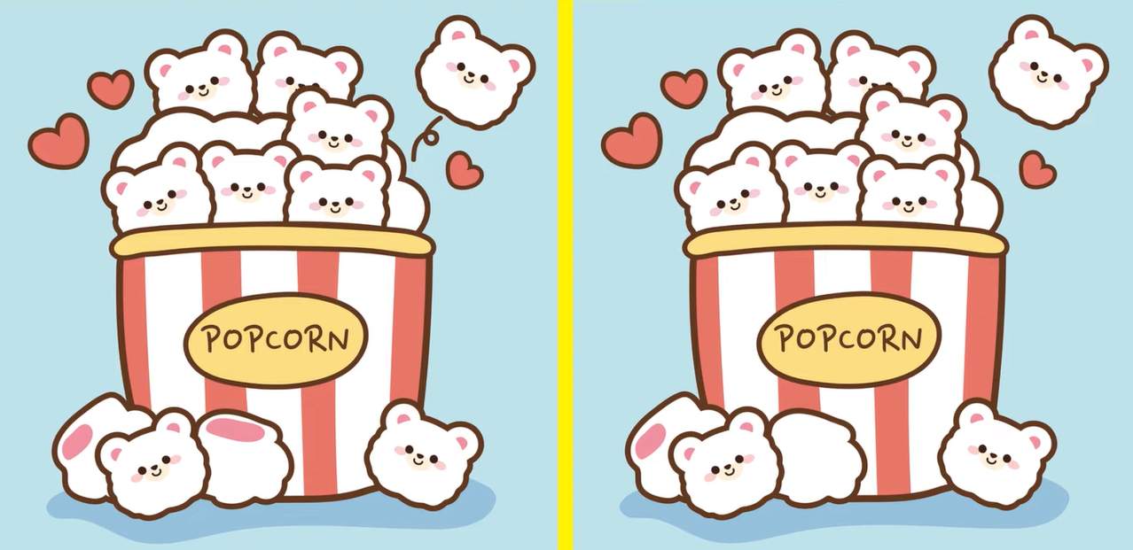 How keen are your eyes? Spot 2 differences in the popcorn picture ...