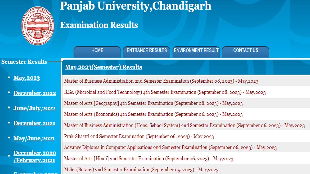 Panjab University UG, PG Results 2023 Out at results.puexam.in, Get ...