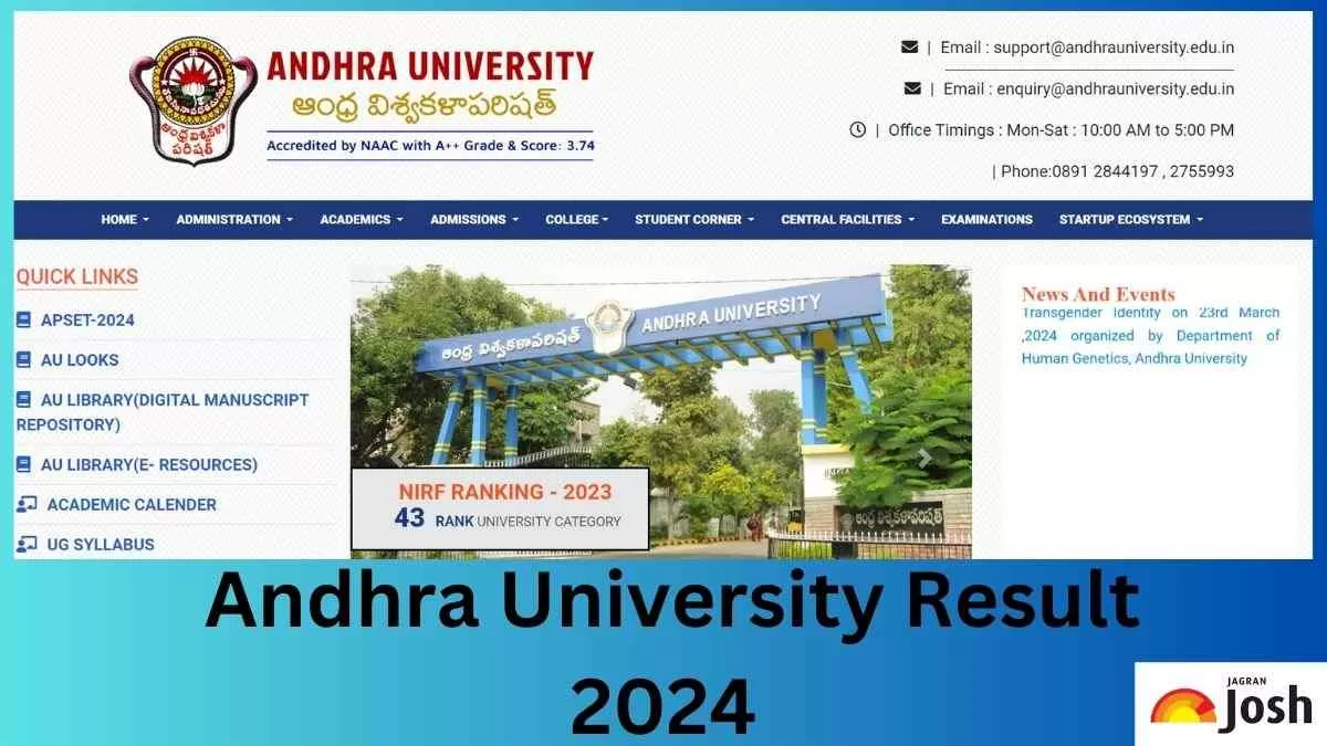 AU Result 2024 OUT at andhrauniversity.edu.in; Direct Link to Download ...