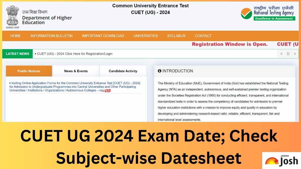 Cuet Ug 2024 Exam Date Release Check Shift Wise Schedule And Timings