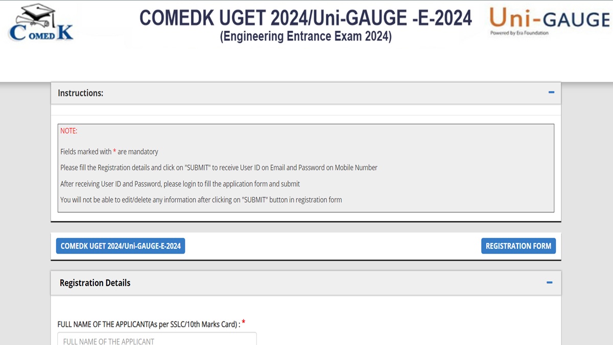 COMEDK UGET 2024 Registration Close Today, Application Correction From ... COMEDK UGET 2024 Registration Close Today, Application Correction From ...