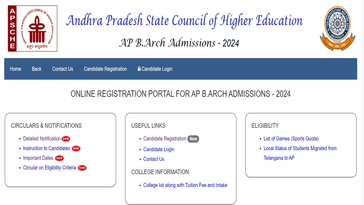 AP BArch Admission 2024 Registration Begin at cets.apsche.ap.gov.in, Get Direct Link Here ...