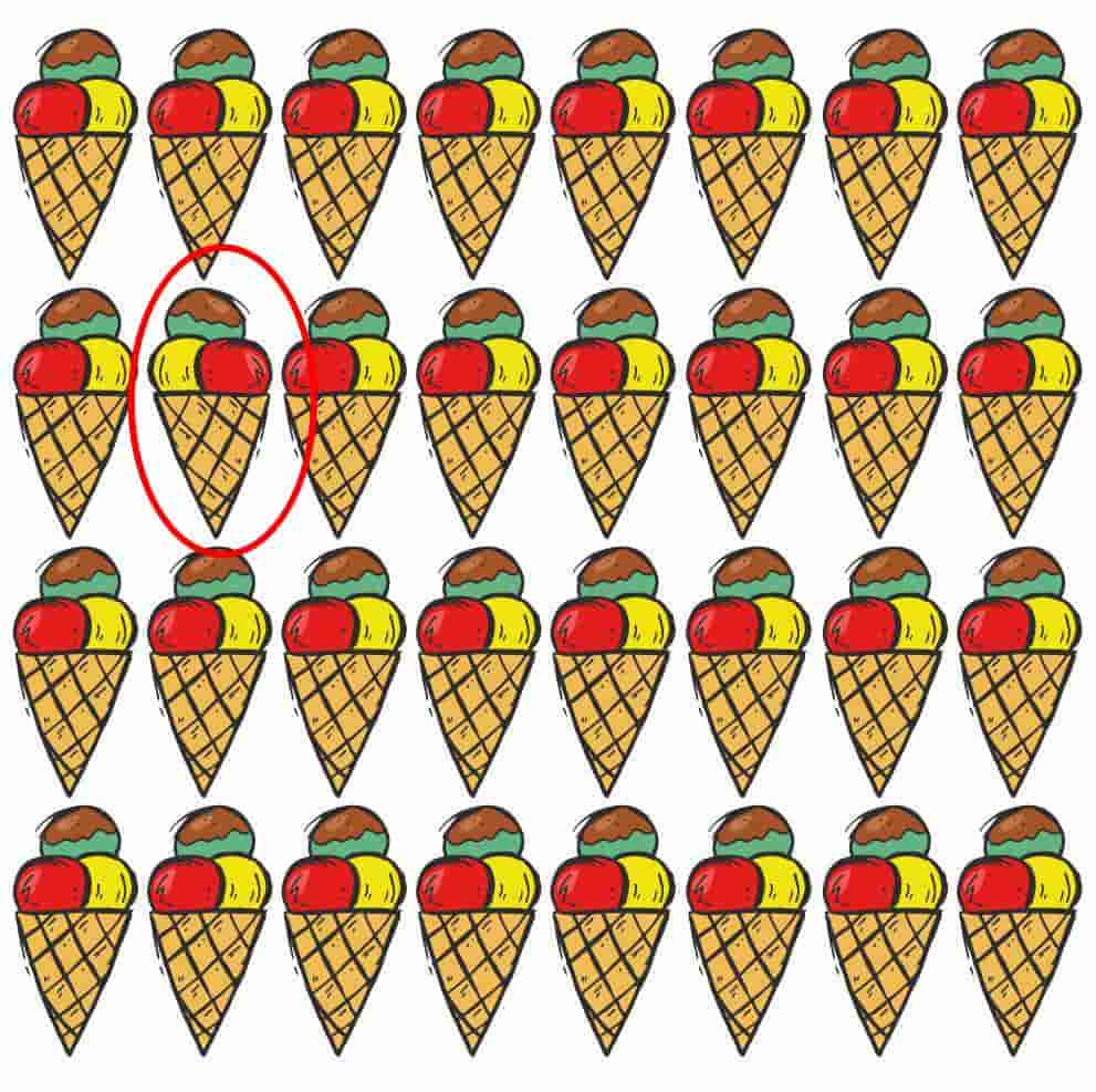 Optical Illusion IQ Test: Which Ice Cream is Different? Find in 6 Seconds!
