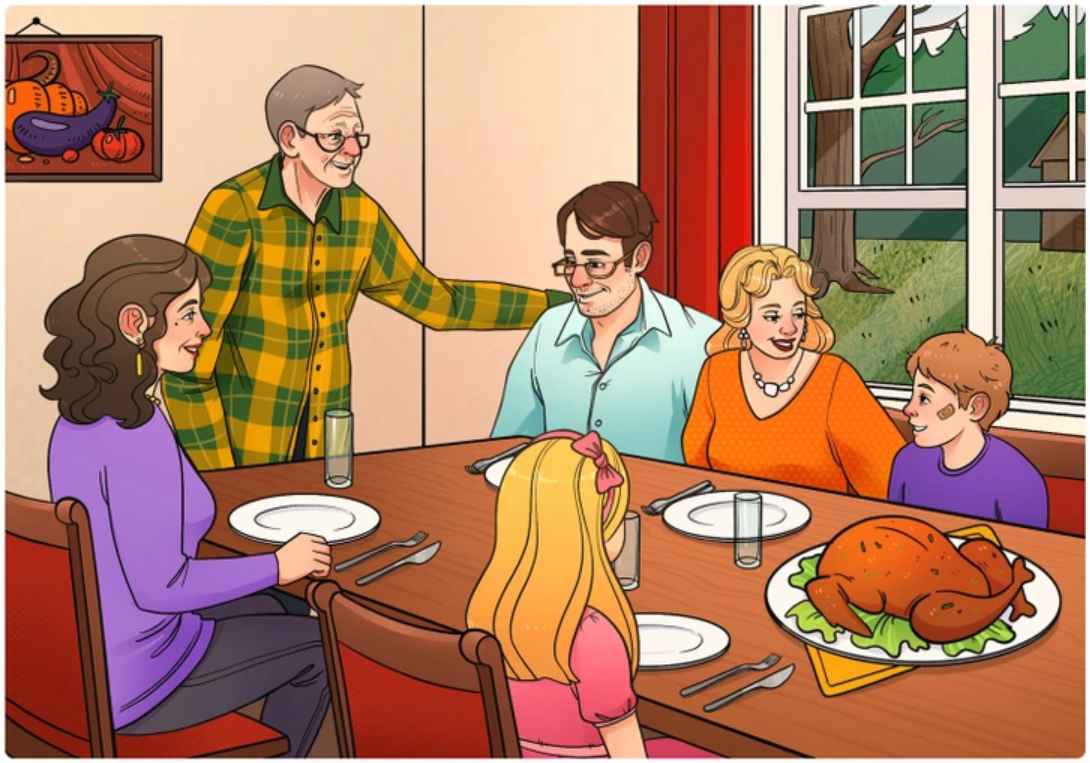 Only the sharpest brains can spot the mistake in the dinner picture ...