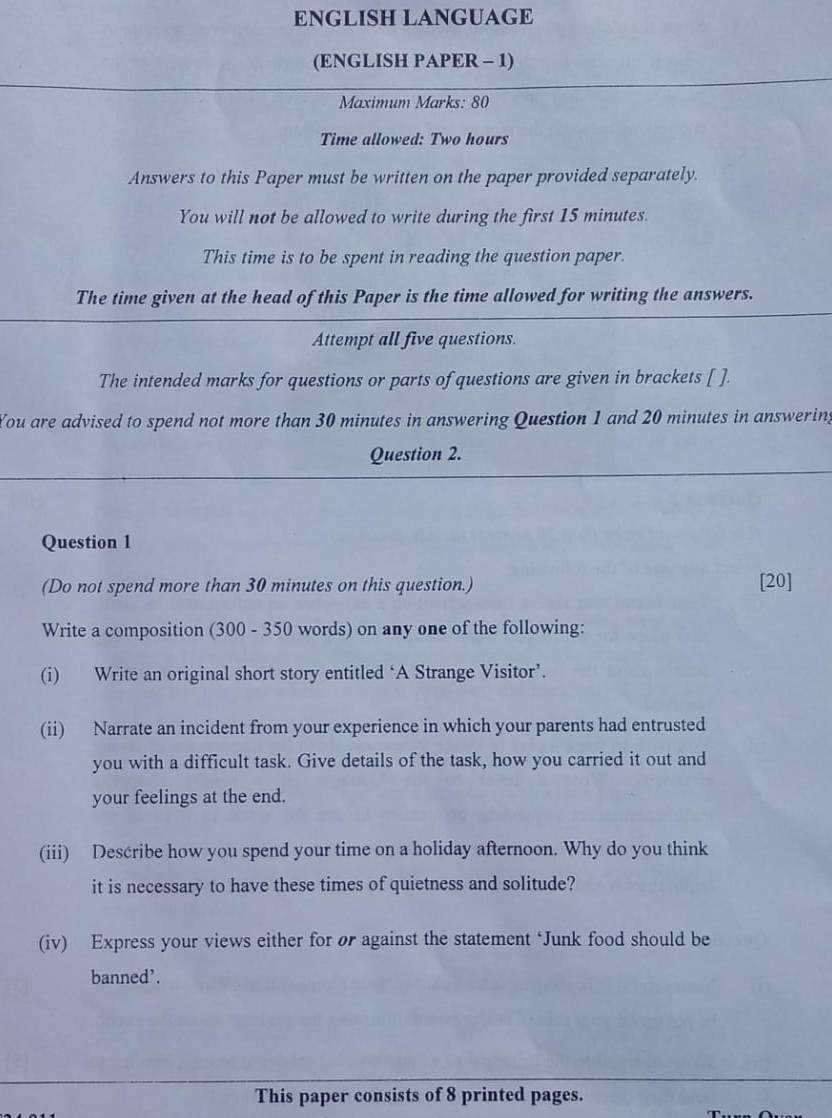 ICSE Class 10 English Question Paper 2024 PDF with Answer Key