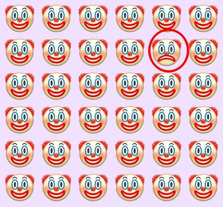 Optical Illusion: Find the sad emoji in the picture in 4 seconds!