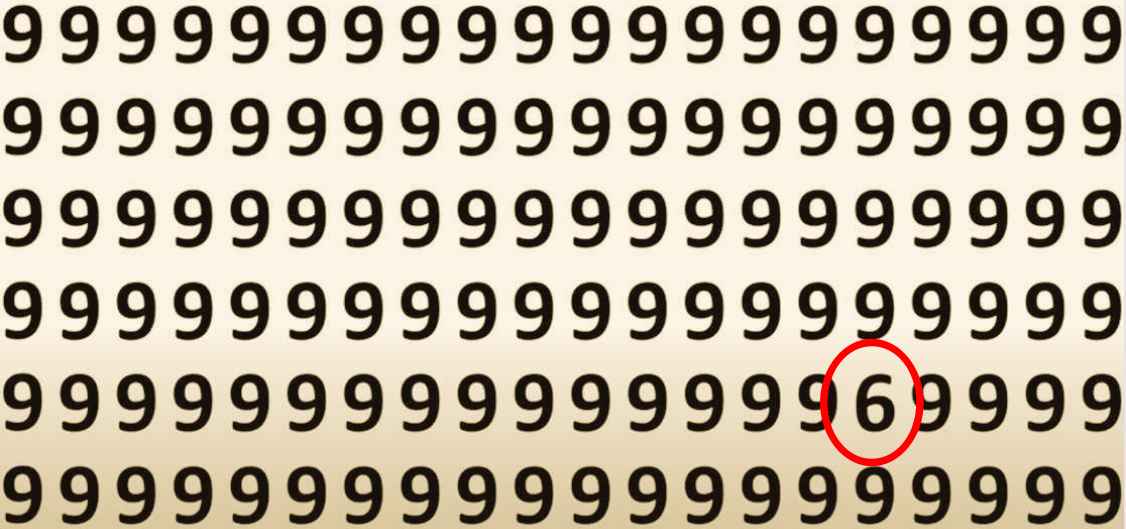 Optical Illusion Eye Test: Find 6 among 9’s in 4 seconds!