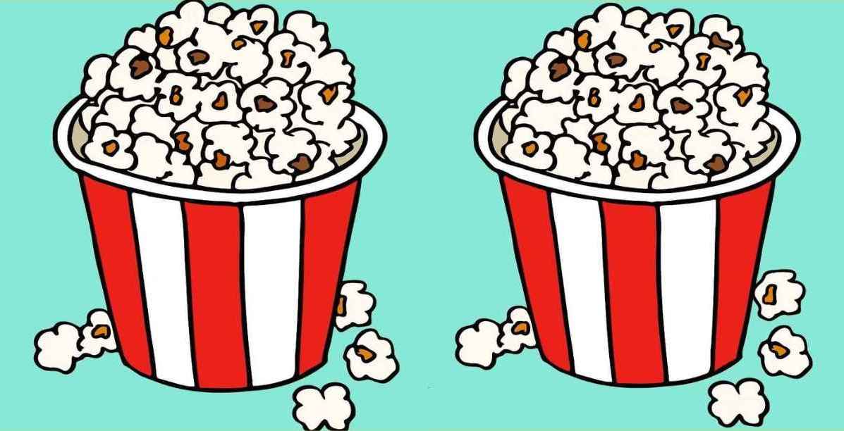 Find 4 differences between popcorn tub pictures in 16 seconds!