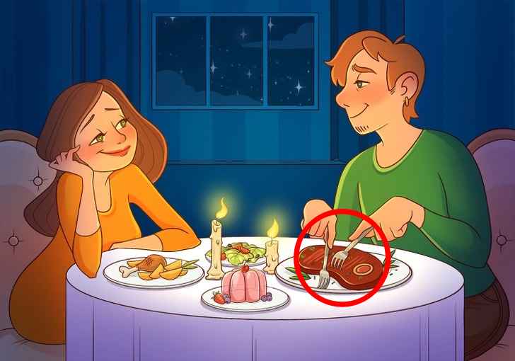 Can you find what's wrong with the dinner date picture in 4 seconds?