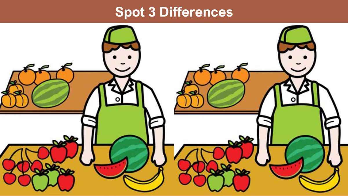 Use Your Sharp Eyes To Spot 3 Differences Between The Fruit Seller