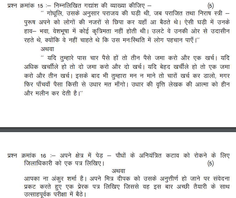 CGBSE 10th Hindi Specific Model Paper 2024: Download CG Board Class 10 Hindi Specific Sample ...