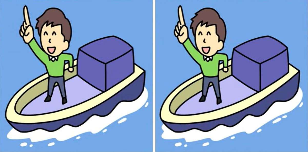 Can you spot 3 differences between man on boat pictures in 9 seconds?