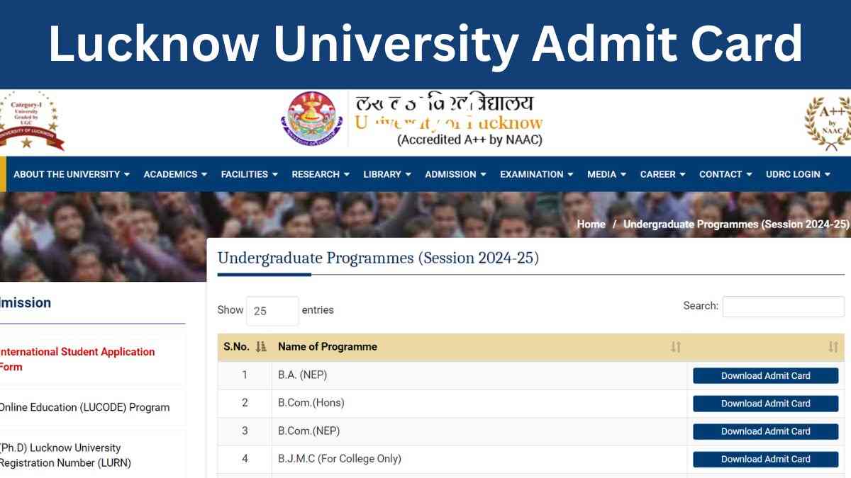 Lucknow University Admit Card 2024 Out लखनऊ यूनिवर्सिटी के Ug Pg