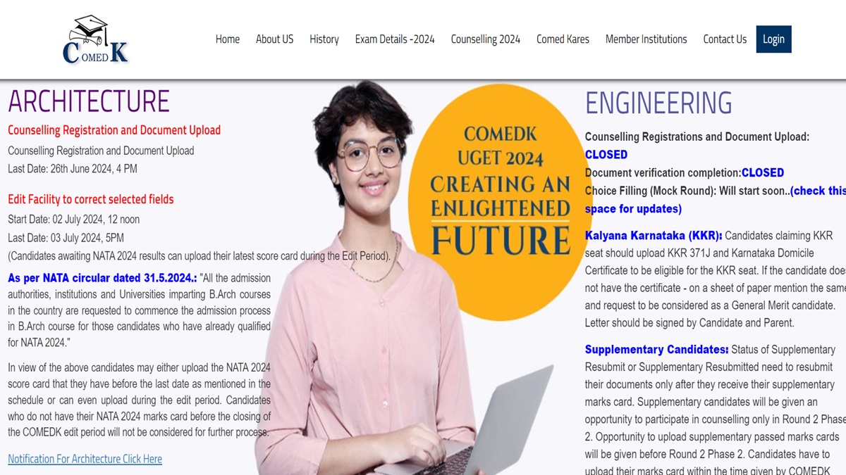 COMEDK BArch Counselling 2024 Registration Window Close Today, Apply At ... COMEDK BArch Counselling 2024 Registration Window Close Today, Apply At ...