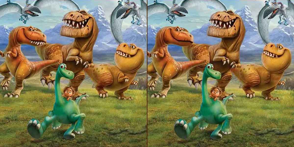 Find 2 differences between the dinosaur pictures in 9 seconds!