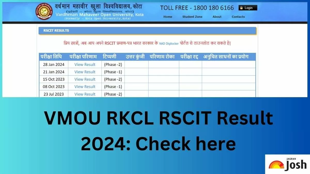 VMOU RSCIT Result 2024 OUT at rkcl.vmou.ac.in; Download Certificate From NAD Digilocker