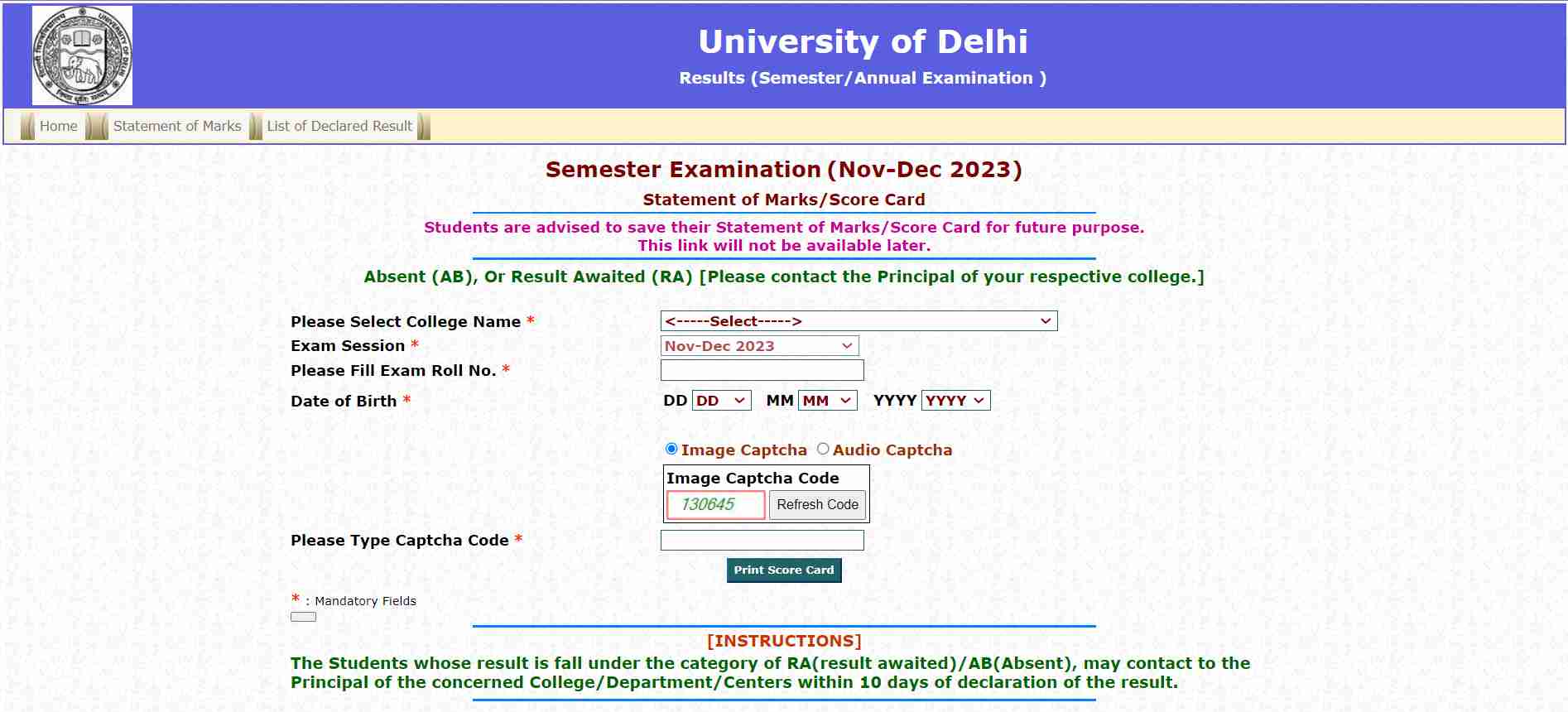 DU Result 2024 Out: दिल्ली यूनिवर्सिटी रिजल्ट exam.du.ac.in पर घोषित ...