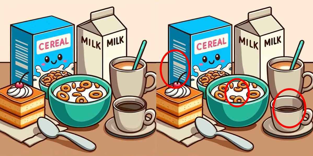 Find 3 differences between the breakfast item pictures in 18 seconds!