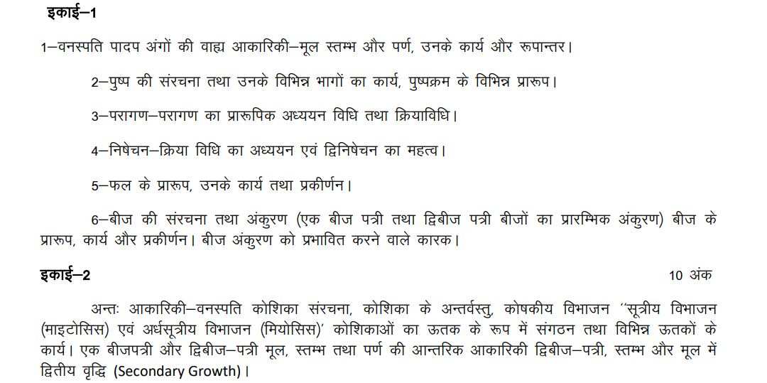 UP Board Class 11 Agricultural Botany Syllabus 2024-25: Download ...