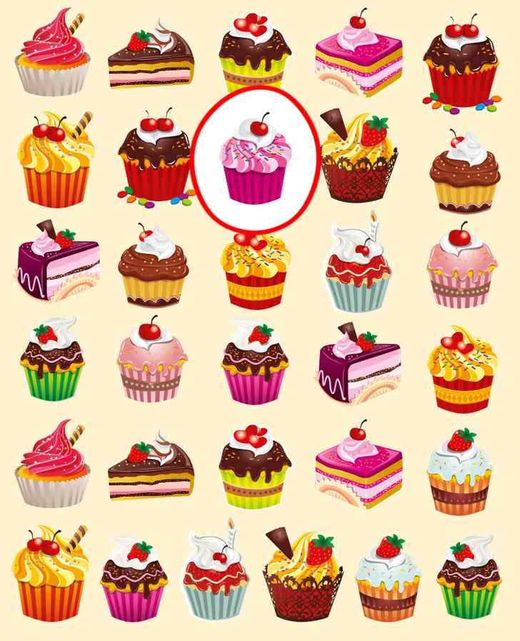 Find The Odd Cupcake Hidden In The Picture Within 19 Seconds. Try Your ...