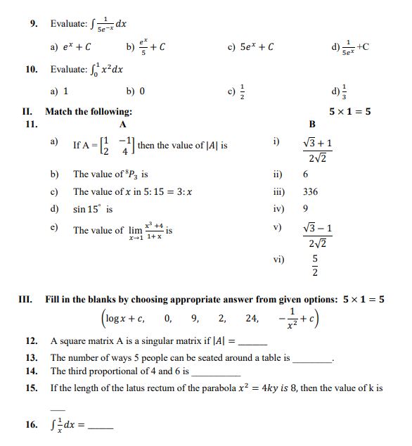 Karnataka 2nd PUC Basic Maths Model Question Paper 2025 PDF | Download ...
