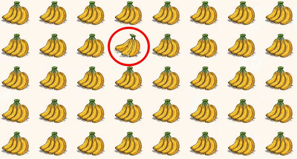 IQ Test: Only high IQ geniuses can find the odd banana bunch in 3 seconds!